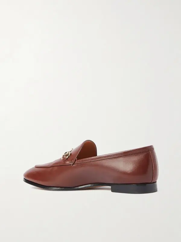 Gucci Jordaan Leather Loafers With Horsebit Detail - Brown