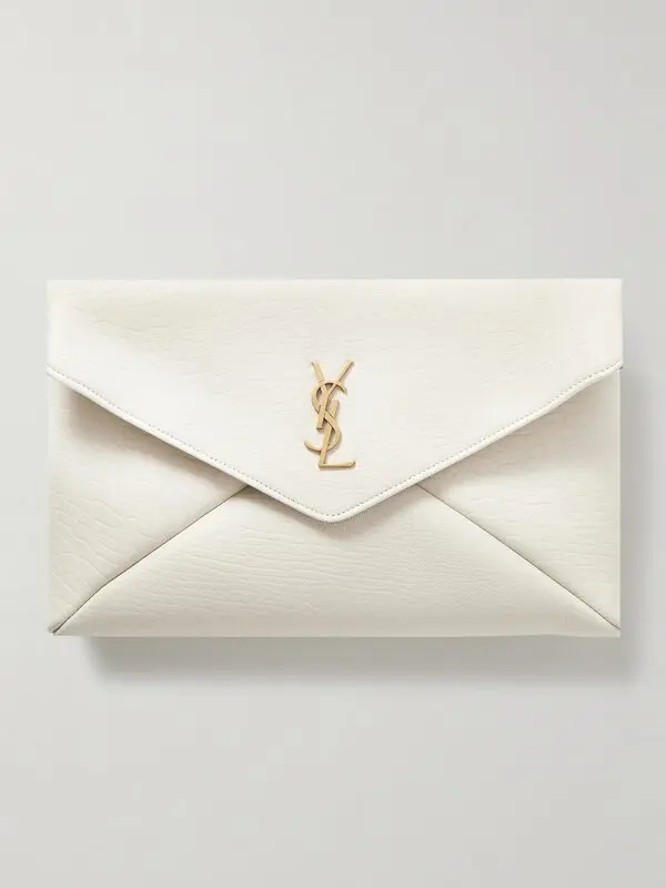 Saint Laurent Cassandre Large Clutch - Neutrals