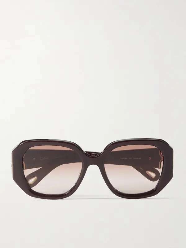 Chloé Oversized Square-frame Acetate And Gold-tone Sunglasses