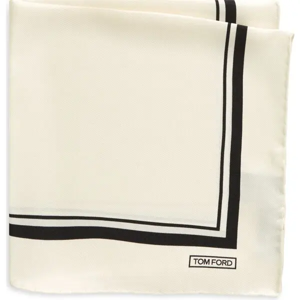 TOM FORD Framed Silk Pocket Square - Off White