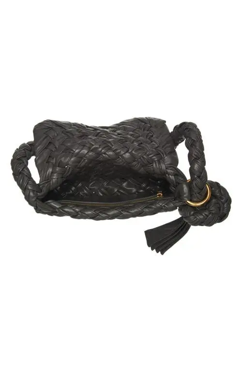 Bottega Veneta Kalimero Intrecciato Leather Shoulder Bag - Black/brass