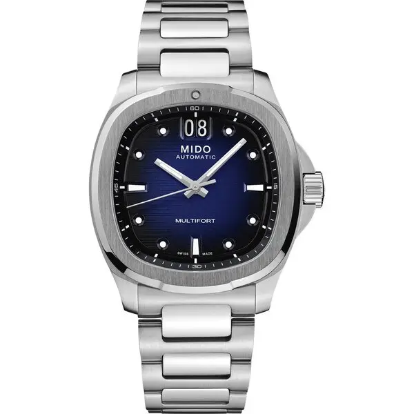 MIDO Multifort Square Automatic Bracelet Watch - Silver/blue