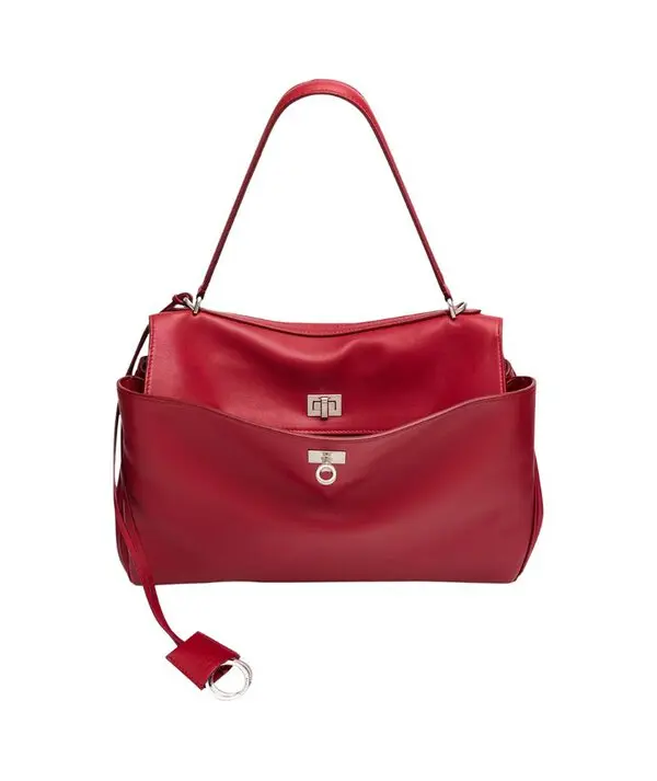 Balenciaga Rodeo Medium Leather Top-handle Bag - Cherry Red