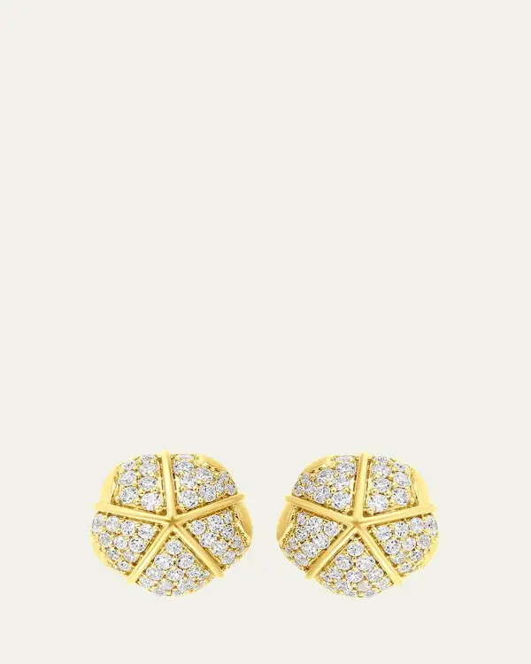 ALMASIKA 18k Yellow Terra Nova Grande Pave Diamond Stud Earrings - Gold