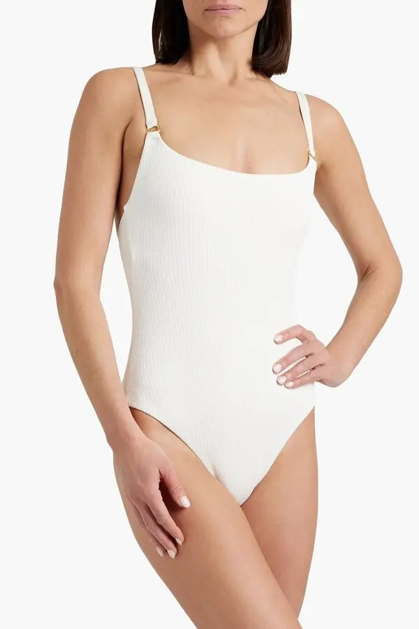 Melissa Odabash Tosca Ribbed Swimsuit In White - 80% Off