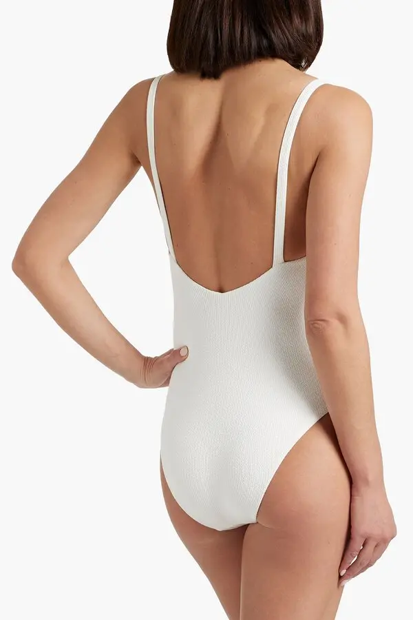 Melissa Odabash Tosca Ribbed Swimsuit In White - 80% Off
