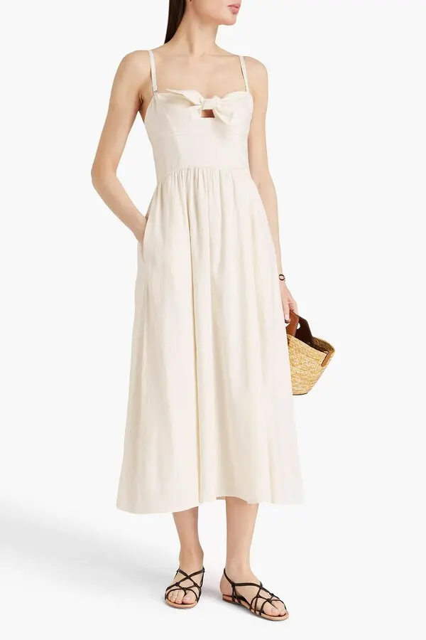 Solid & Striped Aurora Knotted Linen-blend Midi Dress