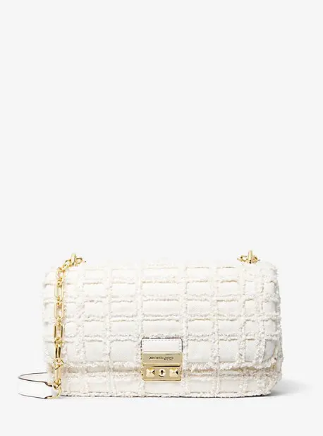 Michael Kors Tribeca Large Frayed Denim Shoulder Bag