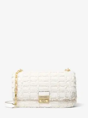 Michael Kors Tribeca Large Frayed Denim Shoulder Bag