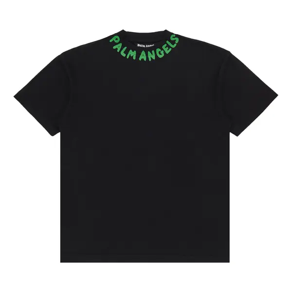 Palm Angels Seasonal Logo Tee /green Fluorescent - Black