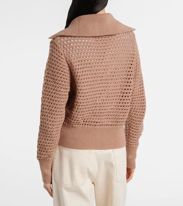 Varley Eloise Open-knit Cotton Zip-up Sweater - Neutrals