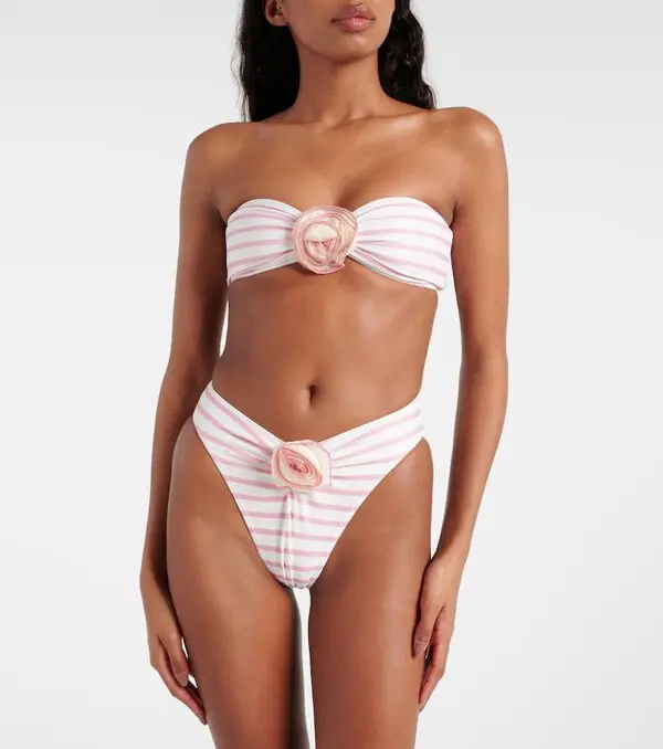 SAME Rose Floral-appliqué Bikini Bottom - Pink