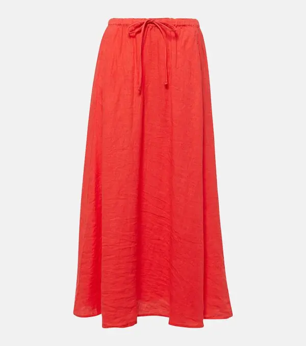 Velvet By Graham & Spencer Bailey Linen Maxi Skirt - Red