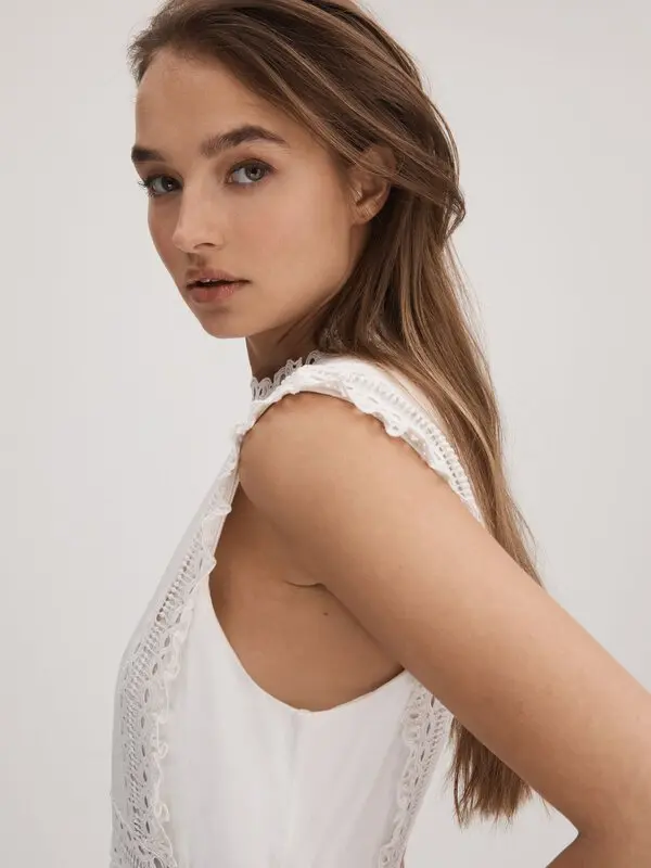Florere Cotton Lace Midi Dress In Ivory - 71% Off | Editorialist