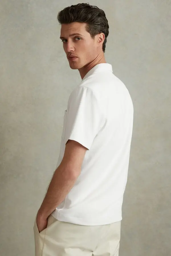 REISS Nitus Herringbone Cuban Collar Shirt