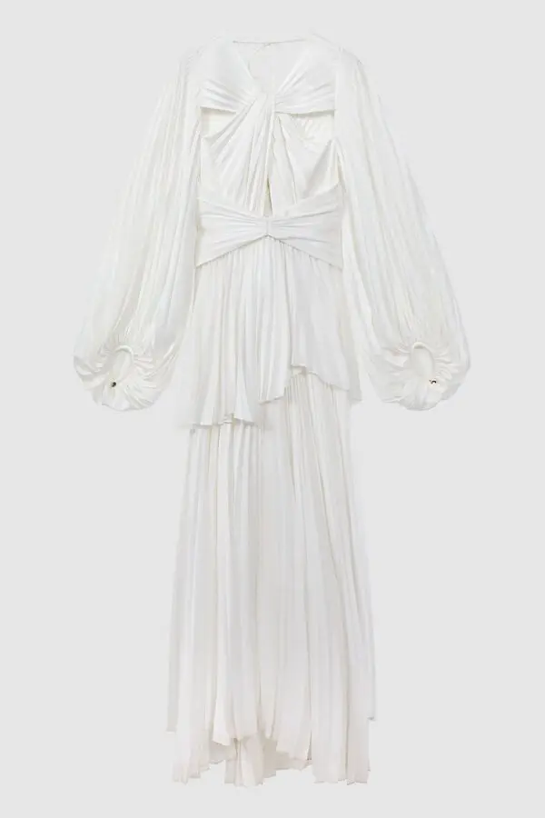 ivory silk and lace wedding dresses Quill Lace Wedding Dress Colorful Silk Corset bodice Fit and Flare main image 1