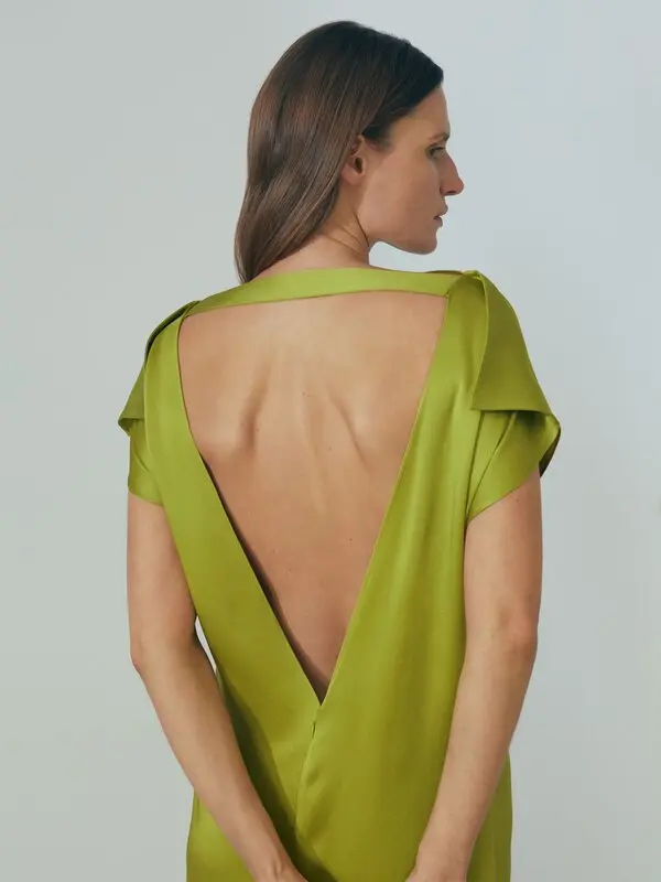 ATELIER Eloise Italian Satin High-low Mini Dress
