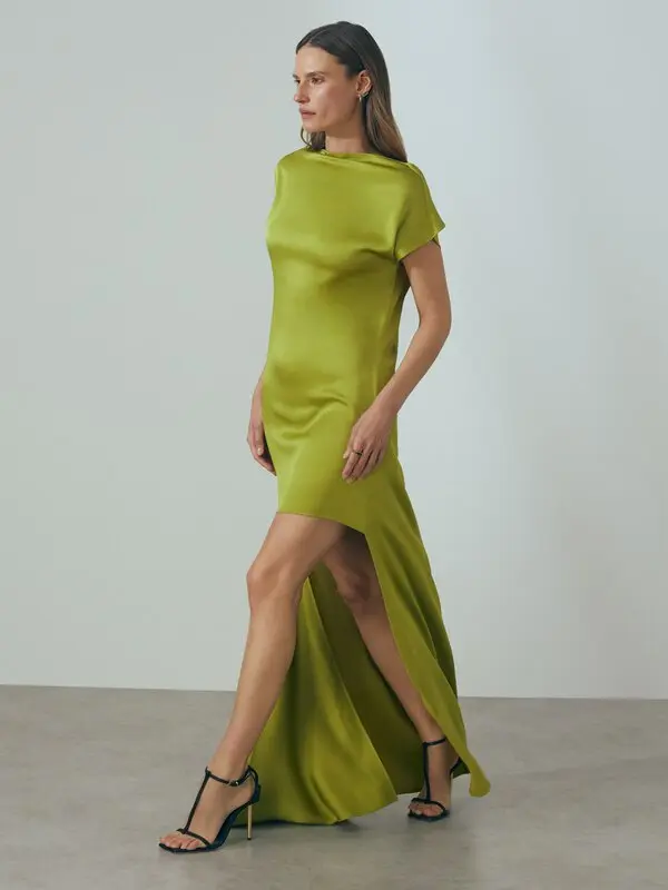 ATELIER Eloise Italian Satin High-low Mini Dress