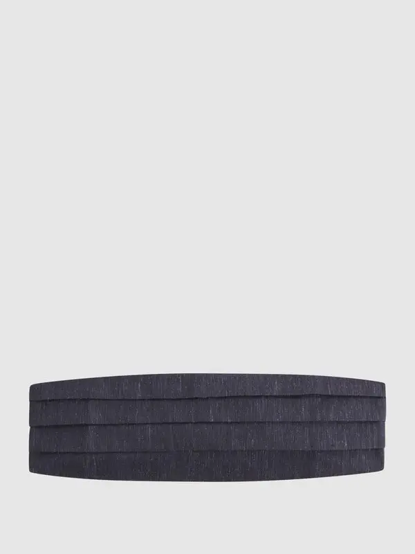 REISS Parma Silk Blend Pleated Cummerbund - Navy