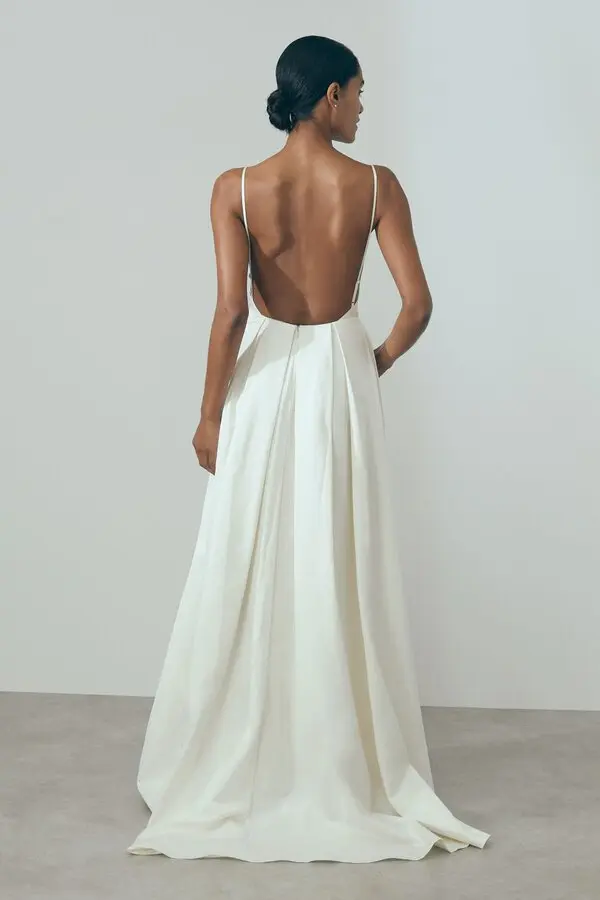 navy blue dress for baby girl Anmy Bui Cream Gisele Halter Neck Backless Maxi Dress UK 6 main image 0