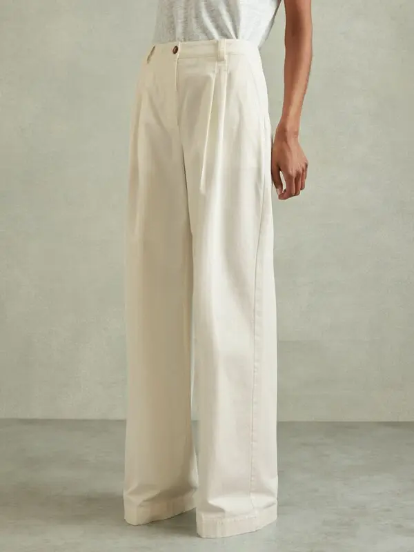REISS Astrid Wide Leg Trousers - White