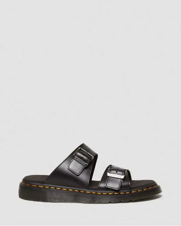 Dr. Martens Josef Analine Leather Buckle Slides - Black