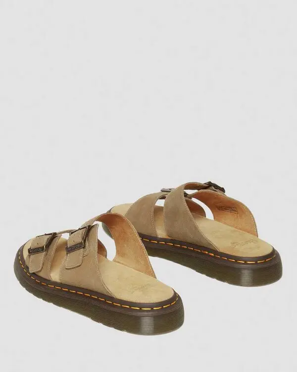 Dr. Martens Josef Nubuck Leather Buckle Slides In Tan,Brown  display picture 3