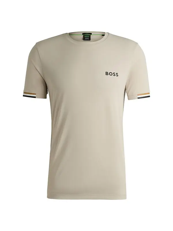 Boss X Matteo Berrettini Waffle Fabric T-Shirt In Beige - 30% Off
