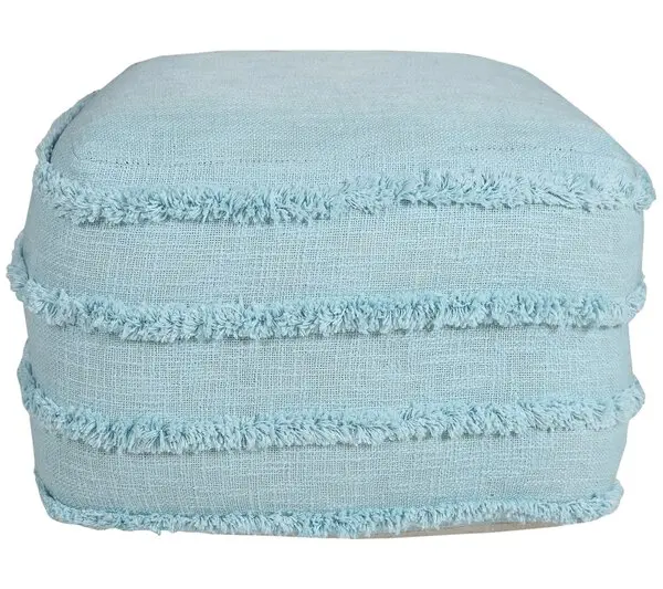 OX BAY TRADING CO. Ox Bay Striped Solid Woven Cotton Pouf Ottoman