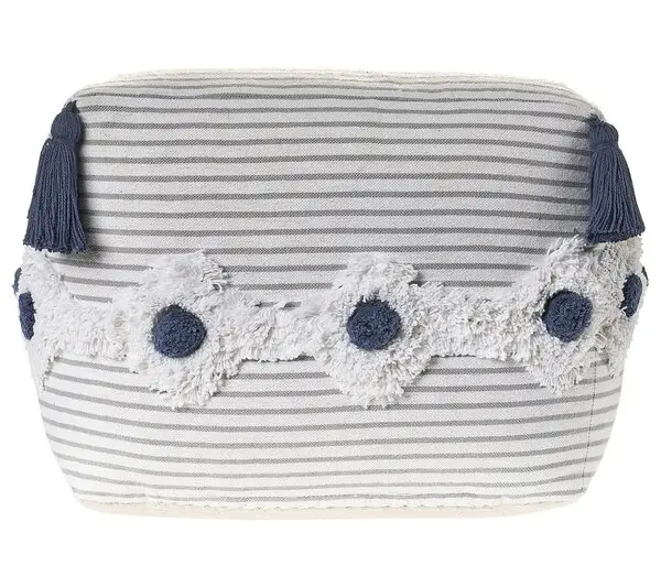 OX BAY TRADING CO. Ox Bay Striped Diamond Woven Cotton Pouf Ottoma N - One-color