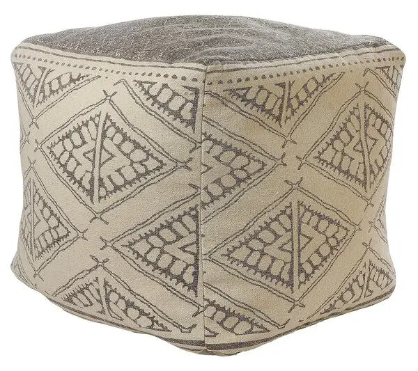 OX BAY TRADING CO. Ox Bay Tribal Flatweave Cotton Pouf Ottoman - One-color