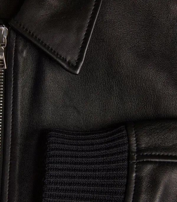 Officine Générale Grained Leather Layvin Bomber