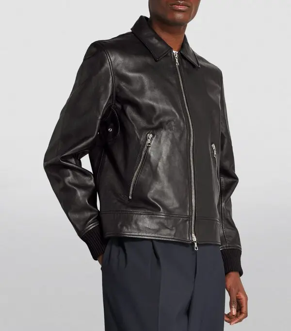 Officine Générale Grained Leather Layvin Bomber