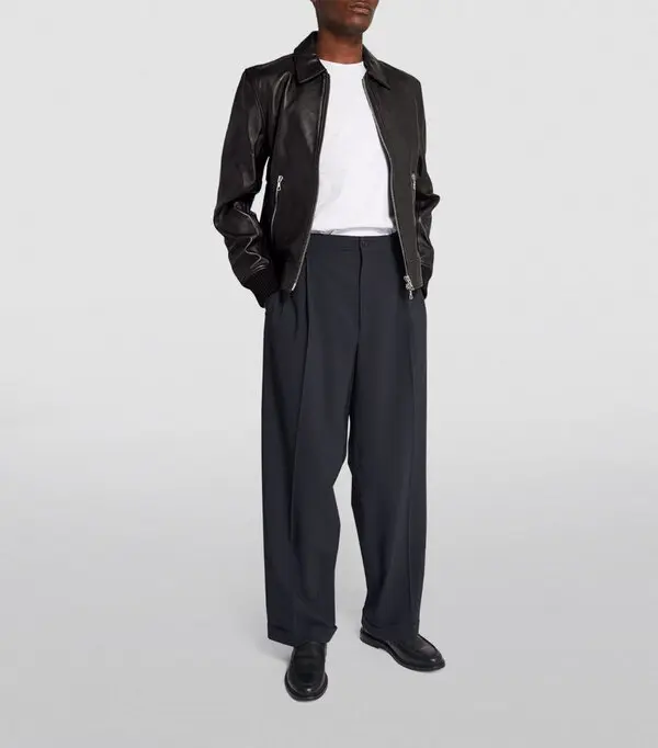 Officine Générale Grained Leather Layvin Bomber