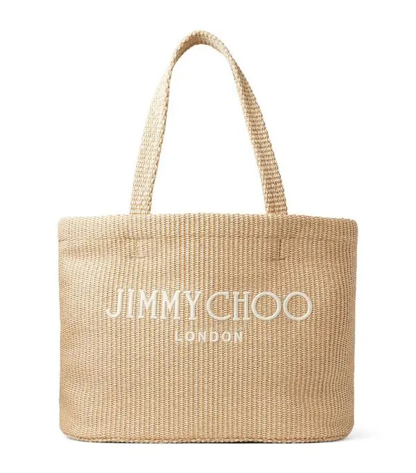 JIMMY CHOO Beach Woven Tote - White