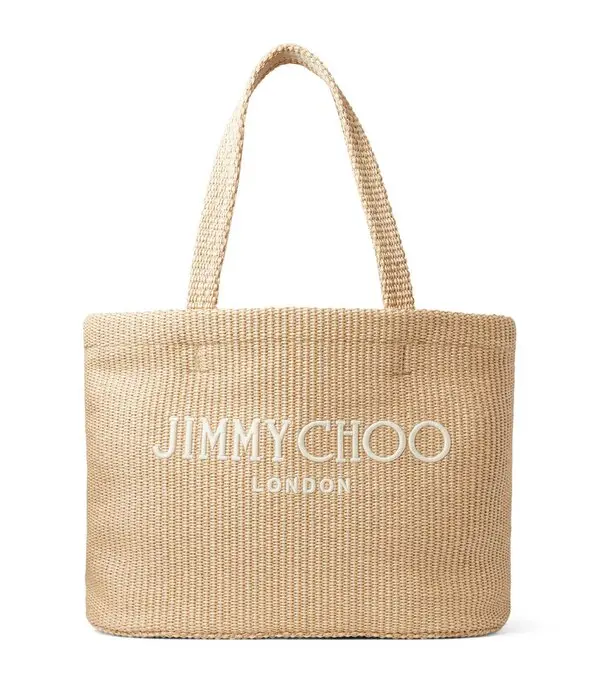 JIMMY CHOO Beach Woven Tote - White
