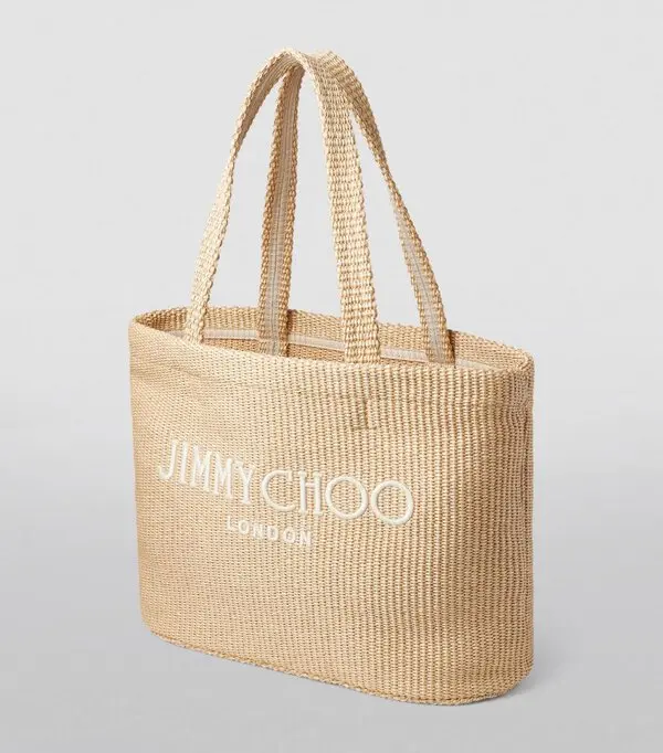 JIMMY CHOO Beach Woven Tote - White