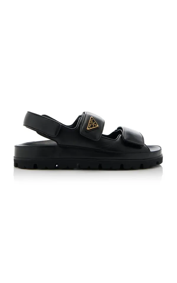 Prada Leather Lug Sole Sandals - Black