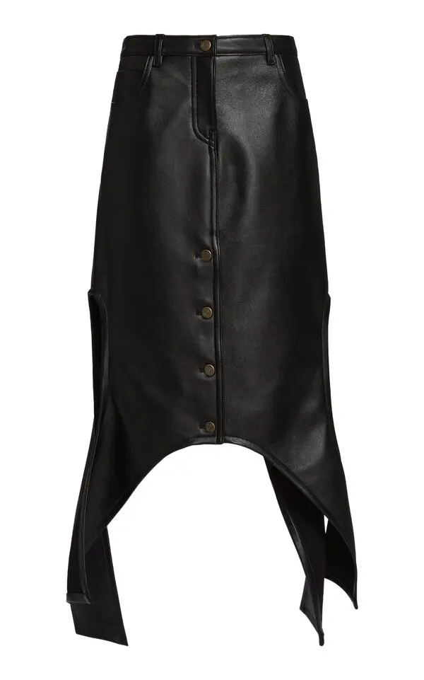 COURREGES Asymmetric Leather Midi Skirt