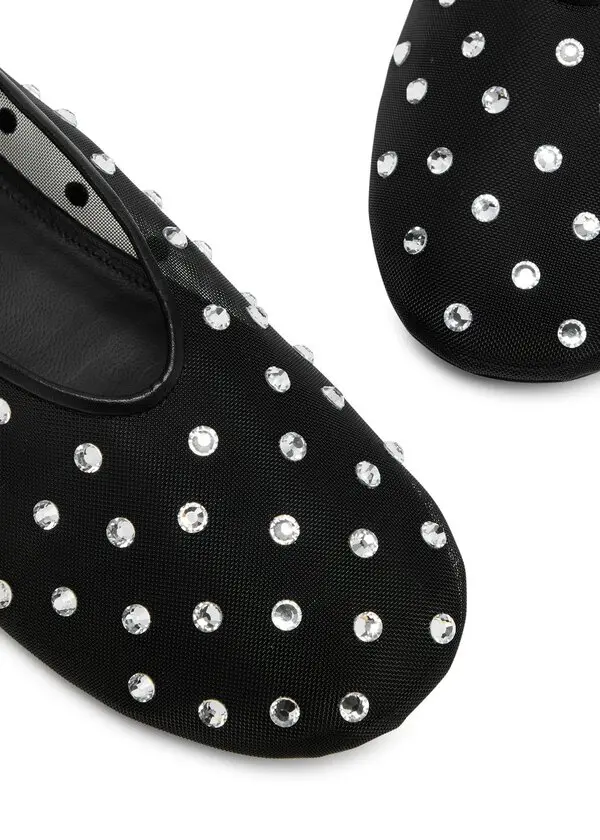 Khaite Marcy Crystal-embellished Ballet Flats - Black