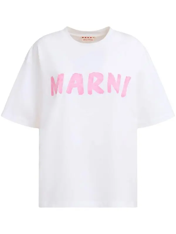 Marni Logo-Print T-Shirt - White | Editorialist