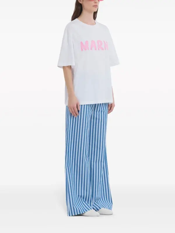 Marni Organic Cotton T-shirt With Brushstroke Logo - White