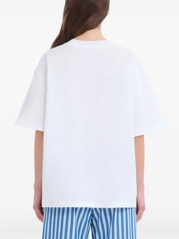 Marni Organic Cotton T-shirt With Brushstroke Logo - White