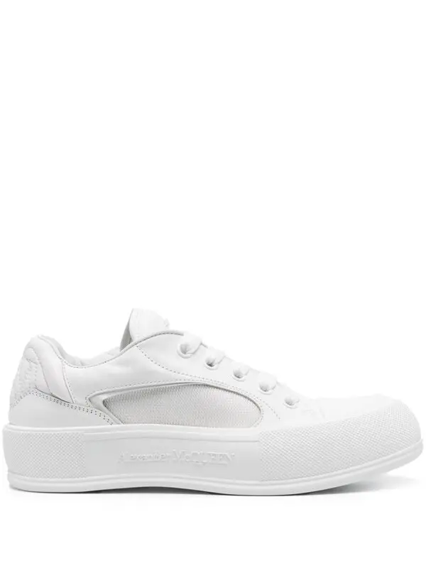 Alexander McQueen Embossed Logo Leather Sneakers