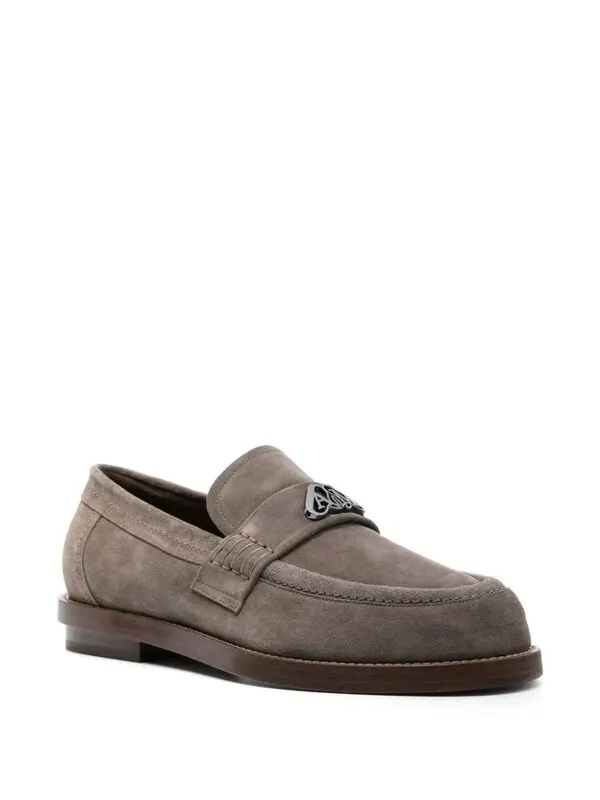 Alexander McQueen Seal-plaque Suede Loafers