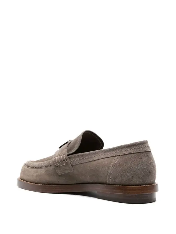 Alexander McQueen Seal-plaque Suede Loafers
