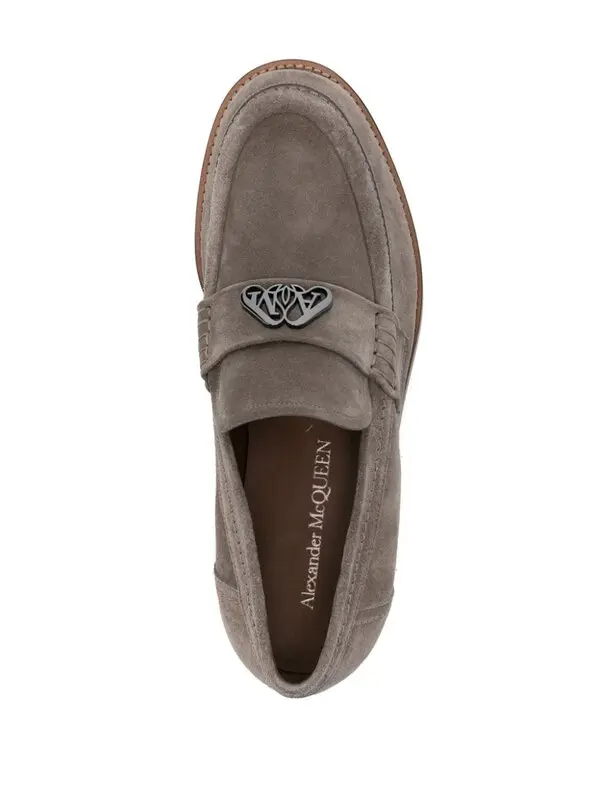 Alexander McQueen Seal-plaque Suede Loafers