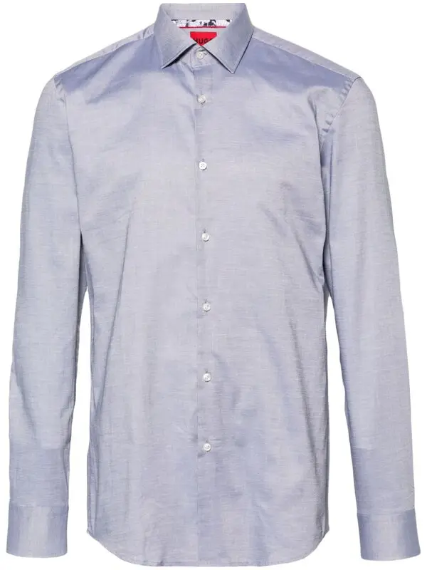Hugo Koey Classic-collar Cotton Shirt - Grey