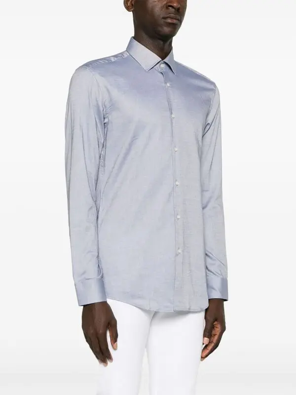 Hugo Koey Classic-collar Cotton Shirt - Grey