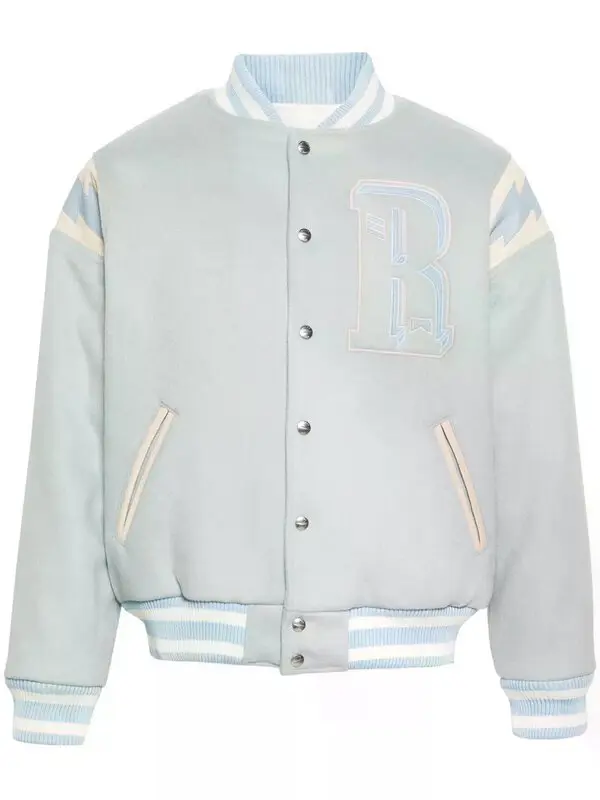 Rhude Lightning Wool-blend Varsity Jacket - Blue